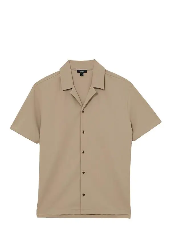 REISS River Stretch-textured Cuban Woven Shirt Xxl - Stone
