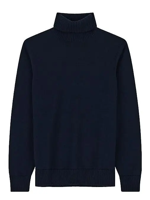 Boggi Milano Turtleneck Regular-fit Merino Wool Jumper - Navy Blue