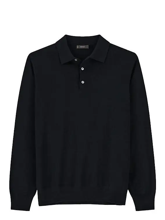 Boggi Milano Polo-collar Regular-fit Merino Wool Jumper - Black