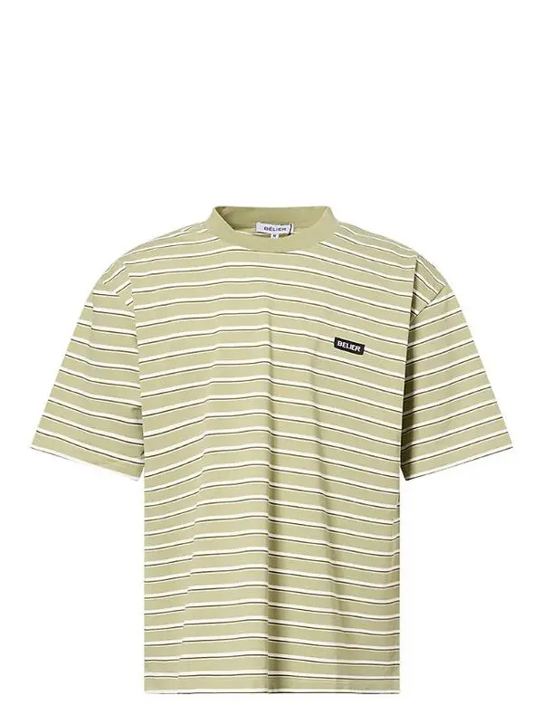BELIER Earl Striped Cotton T-shirt - Olive