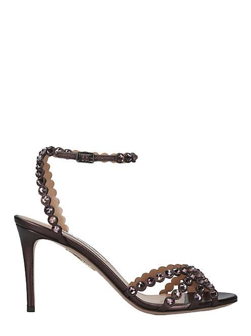 AQUAZZURA Tequila 85 Leather Sandals - Viola