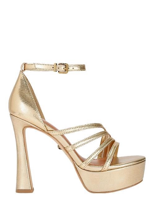 Kurt Geiger Annabell Suede Platform Heeled Sandals - Gold