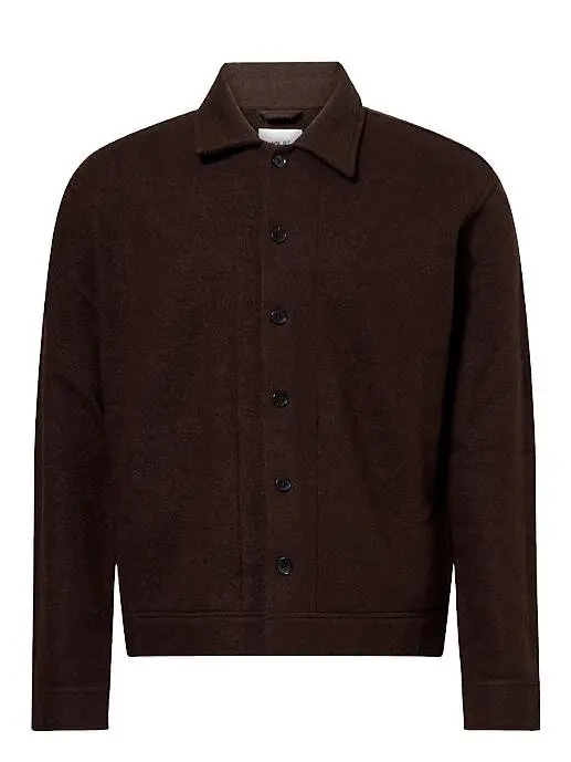 Nn07 Reed Button Wool Shirt - Deep Truffle