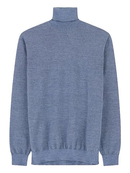 Boggi Milano Turtleneck Regular-fit Merino Wool Jumper - Light Blue