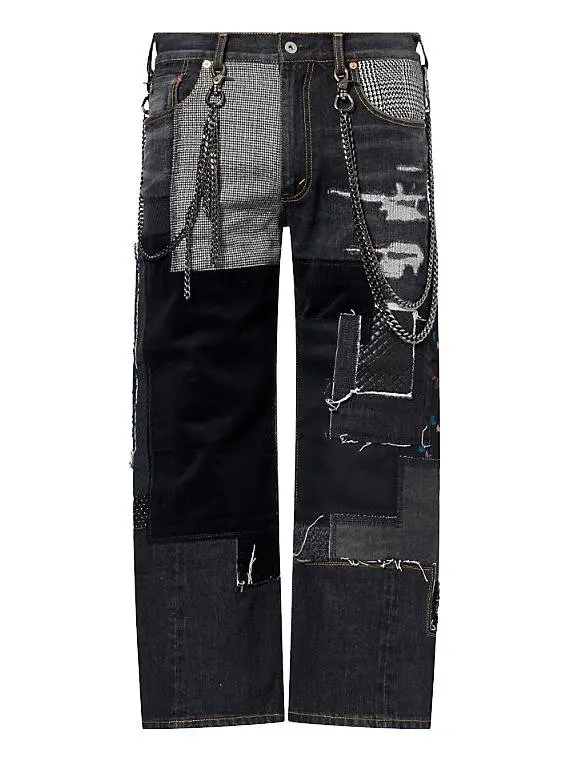 Junya Watanabe Selvedge Patchwork Cropped Denim Jeans - Black X Mix