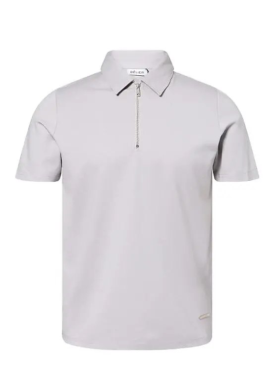 BELIER Pebble Zipped Jersey Polo Shirt - Grey