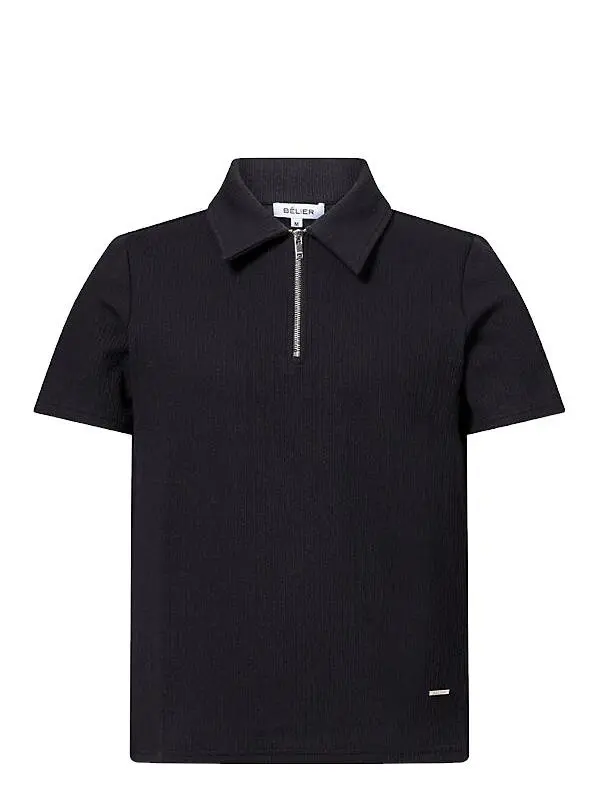 BELIER Edwin Textured Cotton-blend Polo Shirt - Black