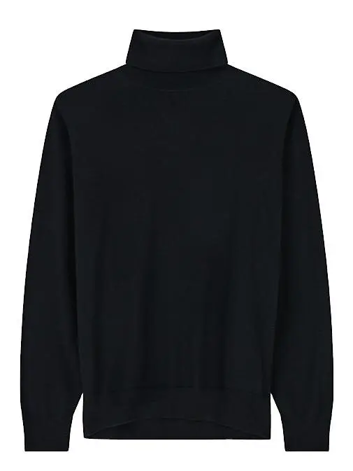 Boggi Milano Turtleneck Regular-fit Merino Wool Jumper - Black