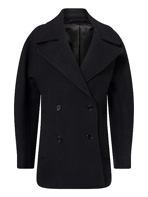 TOTEME Rounded Double-breasted Wool-blend Peacoat - Black