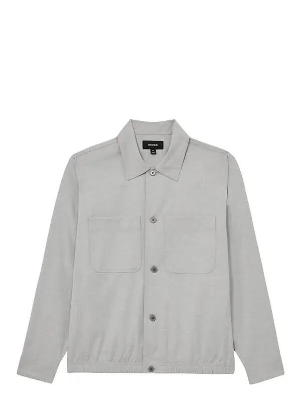 REISS Penge Pocket Brushed Woven Overshirt - Soft Grey