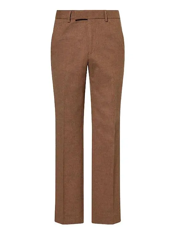 TED BAKER X THE GENTLEMAN Tailored-fit Puppytooth Wool-blend Trousers - Rust