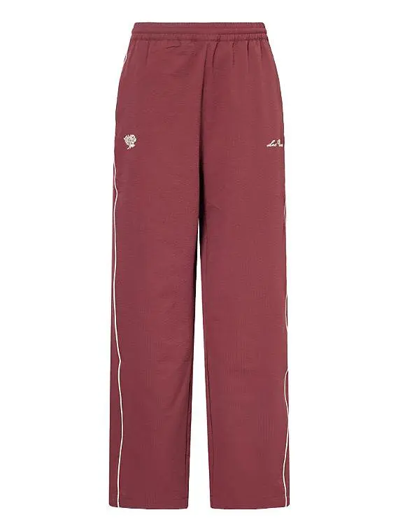 LES DEUX Crinkled Seersucker Woven Track Jogging Bottoms - Red