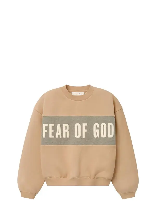 Fear Of God Cropped Relaxed Panelled Sweatshirt 'ginger/ Seal Heather - Tan