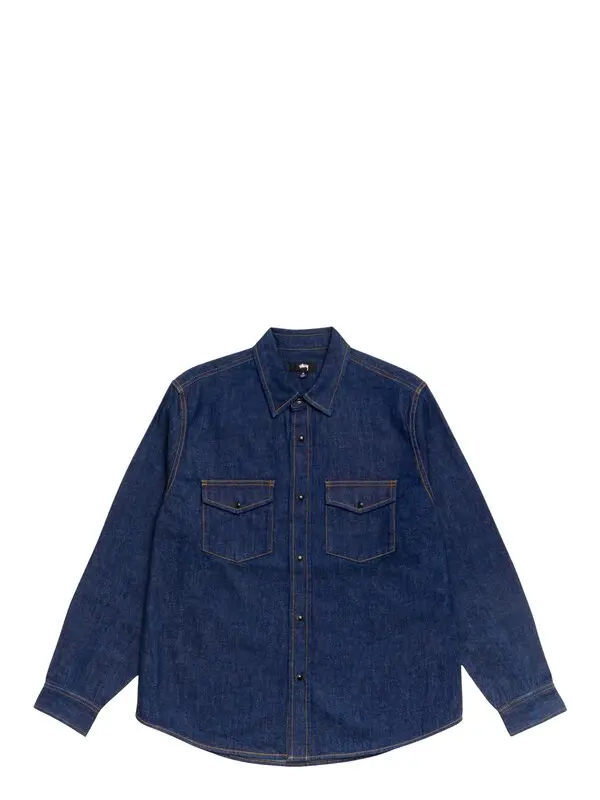 StÜssy Denim Western Shirt 'dark Denim - Blue