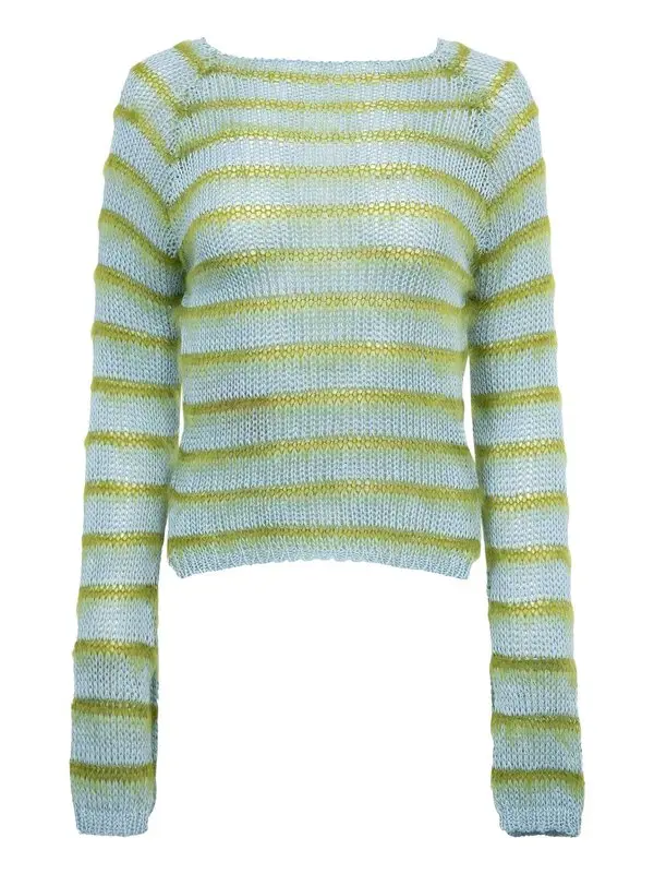 Marni Mohair Striped Jumper 'iris - Blue