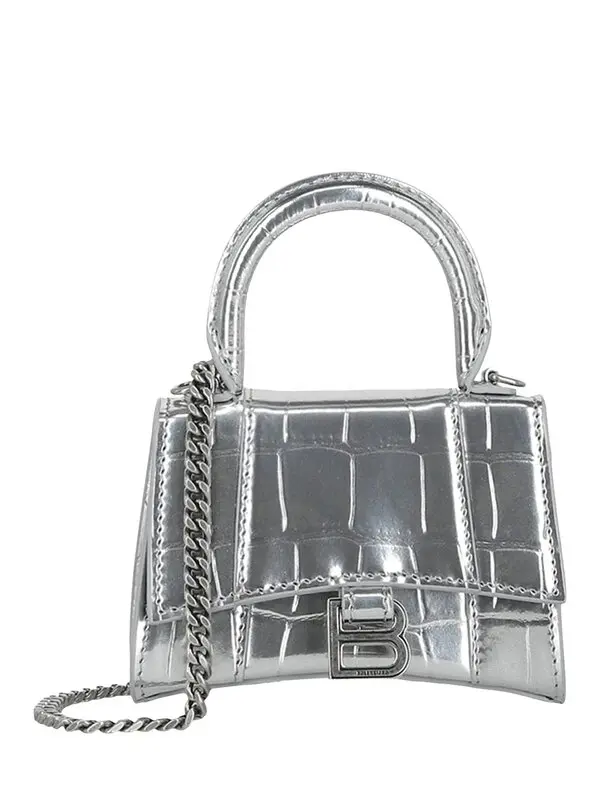 Balenciaga Hourglass Mini Bag With Chain - Silver