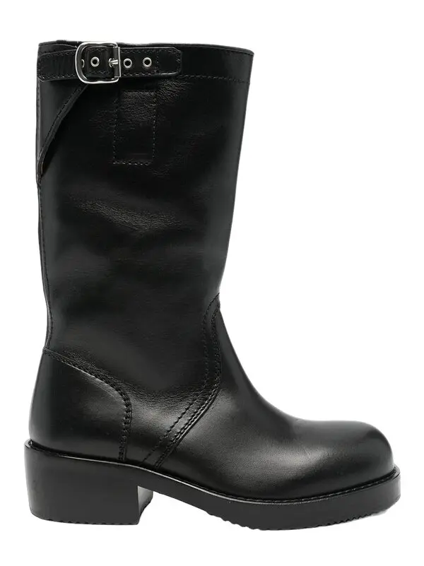 Dries Van Noten Leather Biker Boots - Black