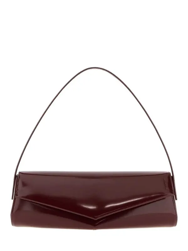JIL SANDER Burgundy Leather Kante Shoulder Bag - Red
