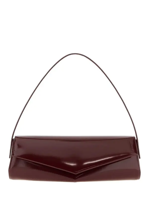 JIL SANDER Burgundy Leather Kante Shoulder Bag - Red