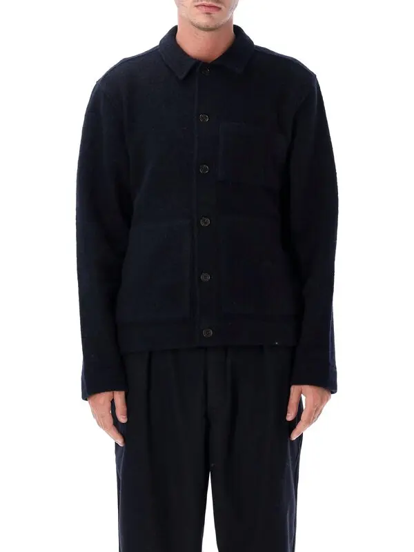 Universal Works Wool-blend Button Front Overshirt Jacket - Blu
