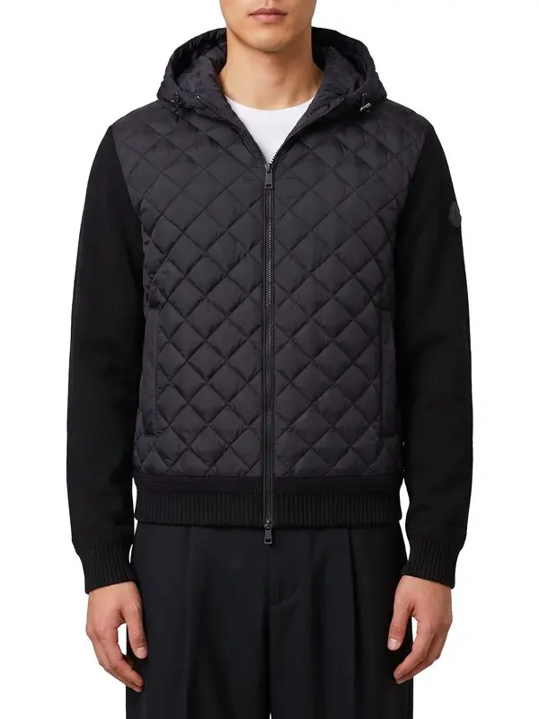 Moncler Hooded Quilted Zip-front Hybrid Jacket - Black