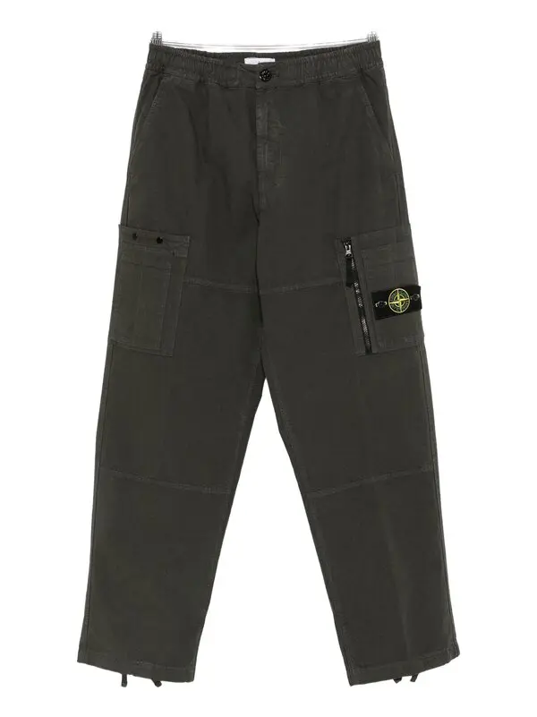 Stone Island Organic Cotton Ripstop Loose-fit Cargo Pants With Zip And Snap Pockets - Coalgrey