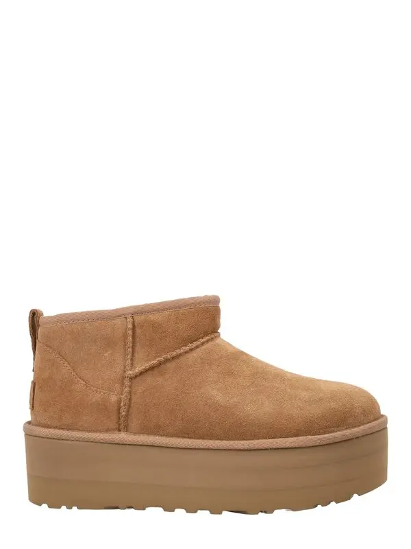 UGG Classic Ultra Mini Platform Shearling-lined Suede Slip-on Boots For - Chesnut