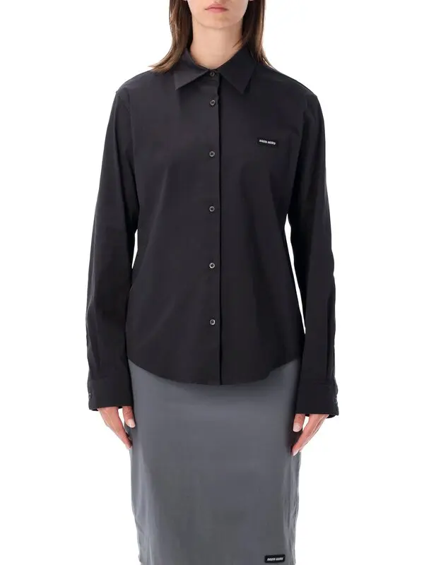 Miu Miu Logo Patch Button-up Shirt - Nero