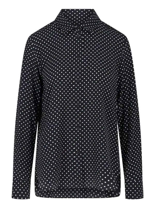 NILI LOTAN Polka Dot Silk Button-up Shirt - Black