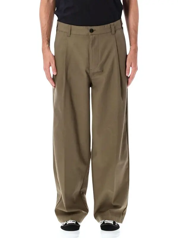 Obey Wide Leg Tailored Trousers - Stone Grey