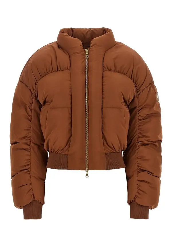 Elisabetta Franchi Cropped Puffer Bomber Jacket - Sigaro