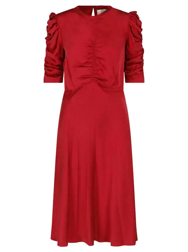 Isabel Marant Étoile Ruched Puff Sleeve Midi Dress - Red