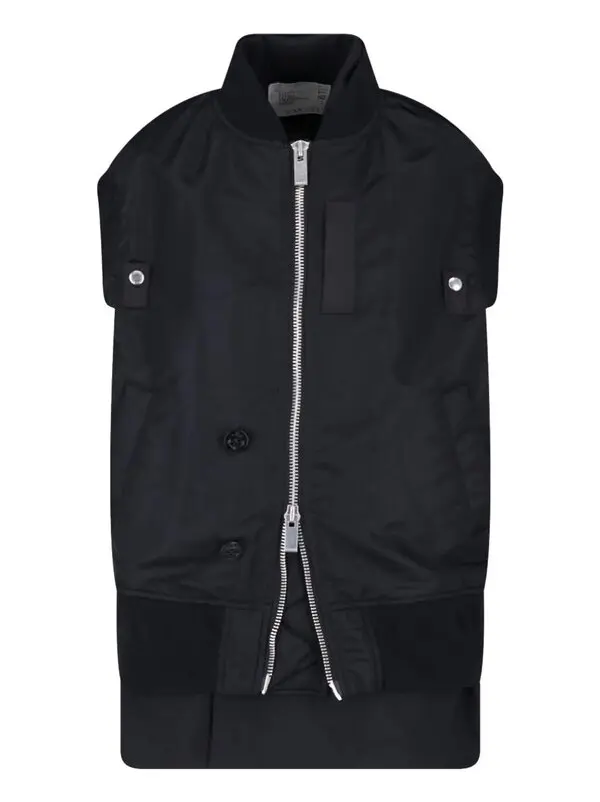 Sacai Sleeveless Padded Bomber Vest - Black