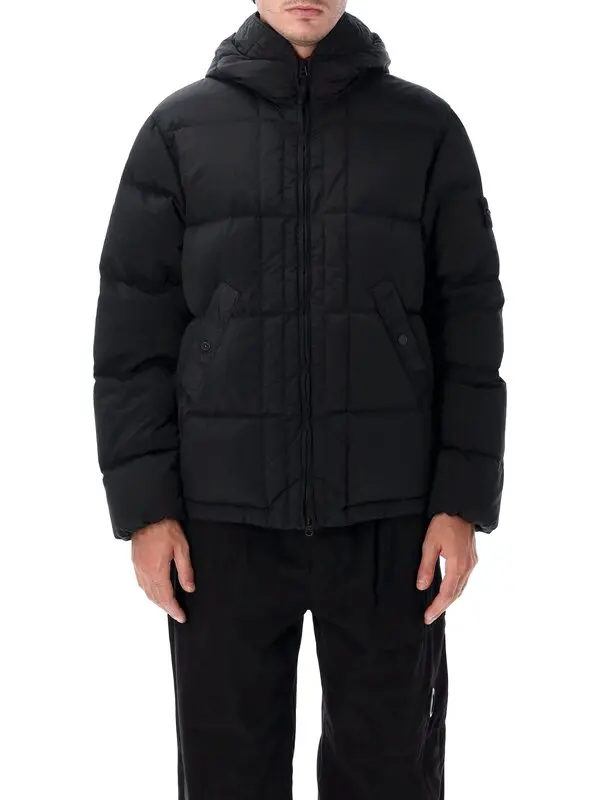 Stone Island No, Cannot Include Brand Name. Let's Craft: Econyl Down Jacket With Rds Padded Hood, Concealed Zip & Adjustable Hem - Nero