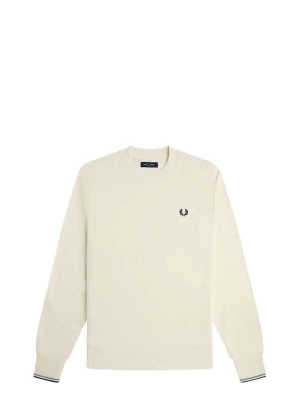 Fred Perry 100% Cotton Logo Sweatshirt - Ivory