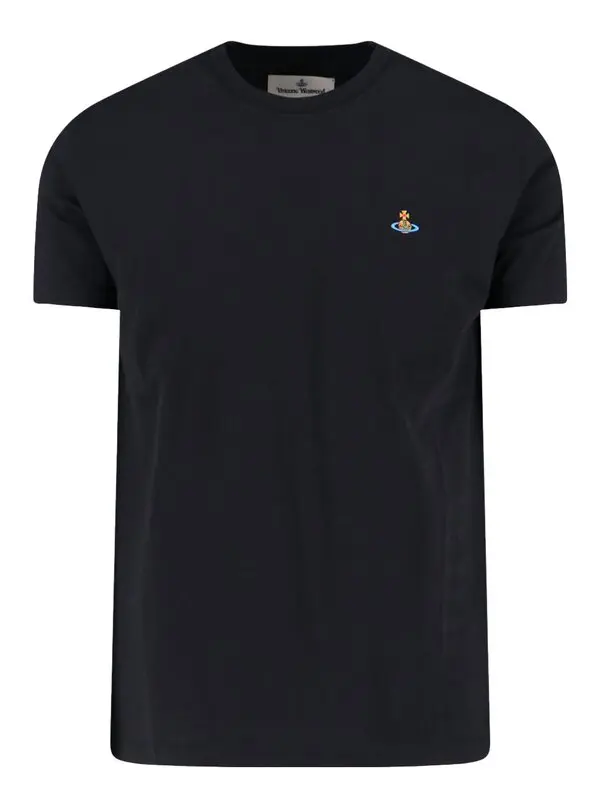 VIVIENNE WESTWOOD Logo-embroidered Cotton T-shirt - Black