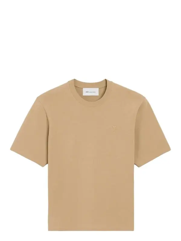 AMI Paris Tonal Embossed Of Coeur T-shirt - Masticbeig