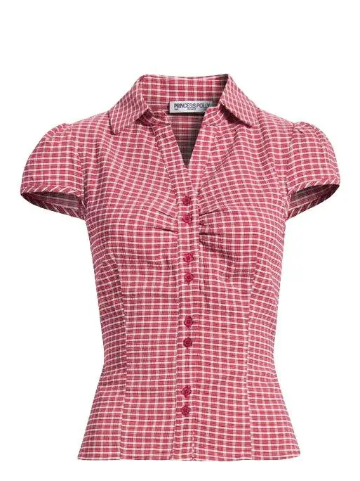 Princess Polly Arianwyn Gingham Button-up Shirt - Red Check