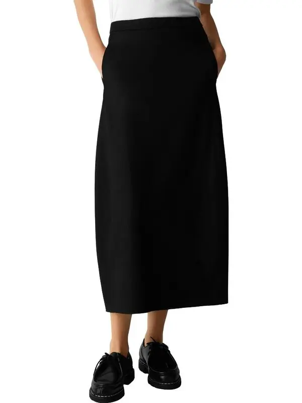 Eileen Fisher Wool Lantern Skirt - Black
