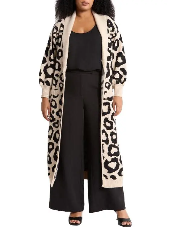 SUGARLIPS Smitten Leopard Duster Cardigan - Beige-multi