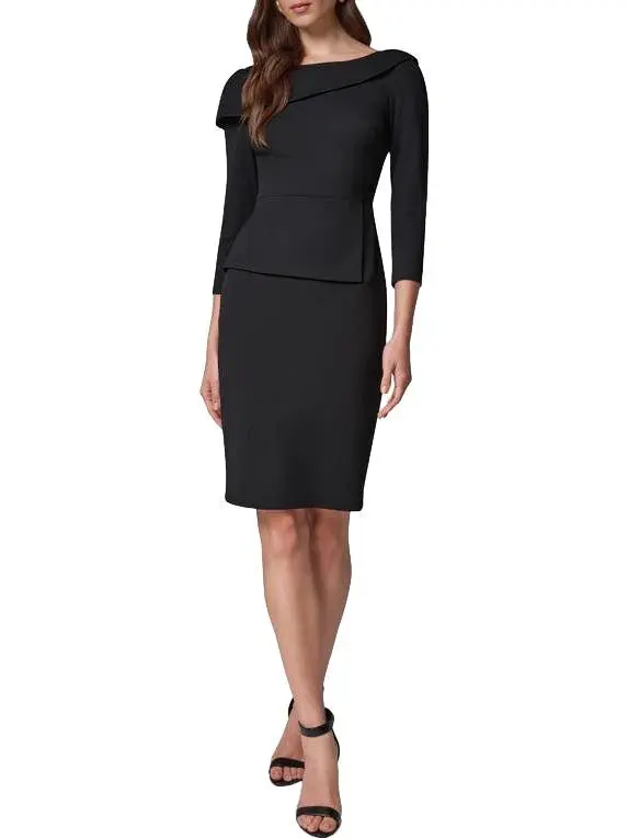 Donna Karan New York Peplum Detail Scuba Crepe Twill Sheath Dress - Black
