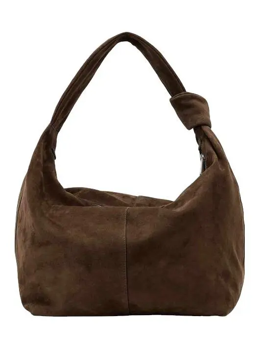 ALLSAINTS Effie Large Suede Shoulder Bag - Fango Brown