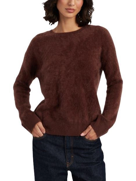 Chinti & Parker Brushed Cashmere Crew Neck Sweater - Chocolate