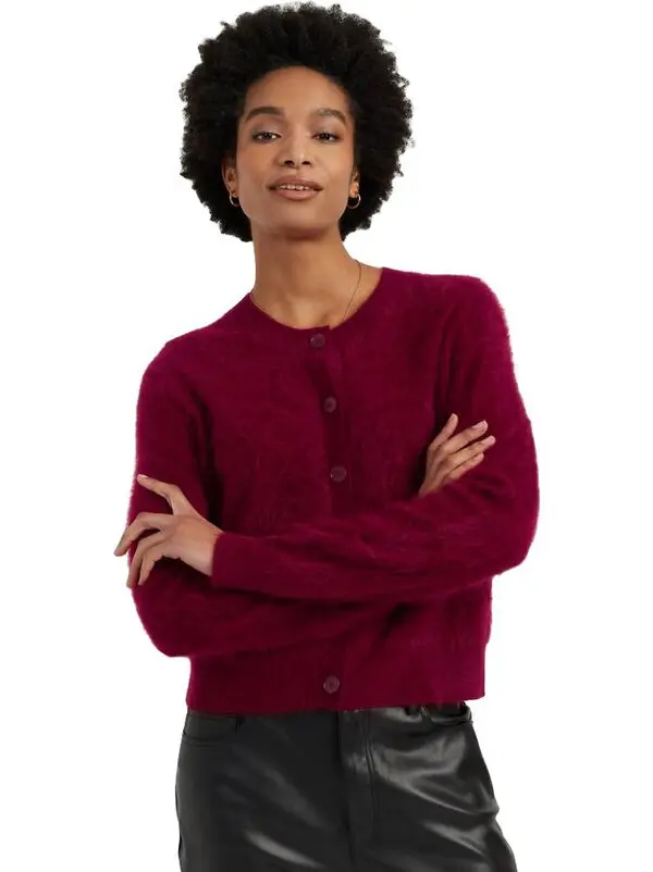 Chinti & Parker Brushed Cashmere Cardigan - Cherry