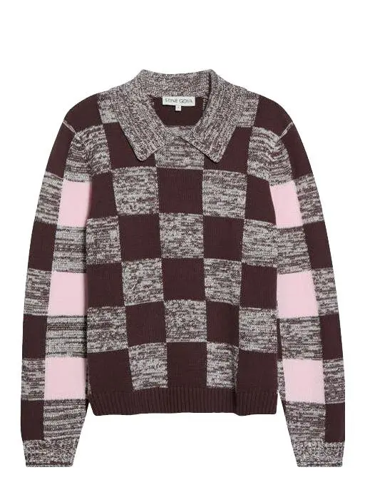 Stine Goya Check Polo Sweater - Multichecks Mix