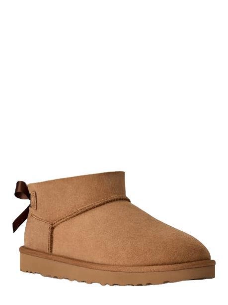 UGG Ultra Mini Bailey Bow Genuine Shearling Boot - Chestnut