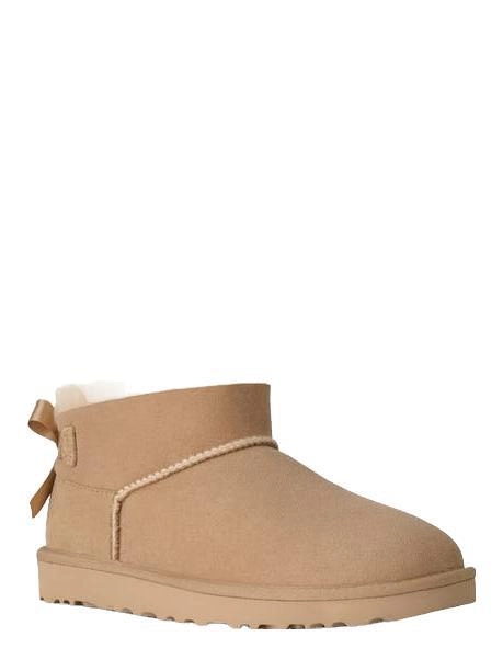 UGG Ultra Mini Bailey Bow Genuine Shearling Boot - Sand