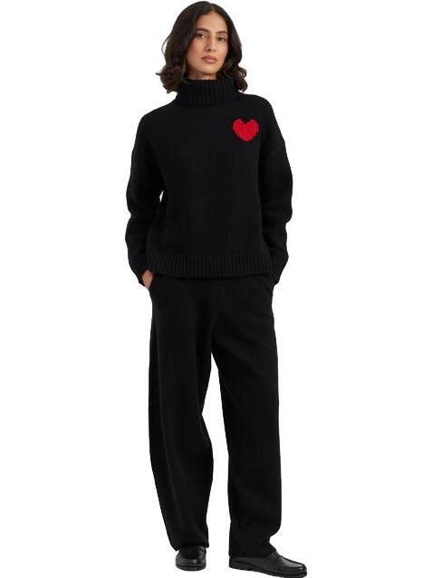 Chinti & Parker Merino Heart Rollneck Sweater - Black