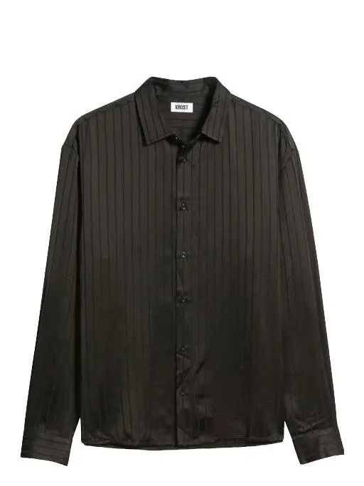 KROST Relaxed Fit Button-up Pile Stripe Shirt - Black
