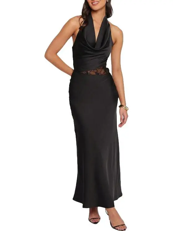 PETAL & PUP Jameela Halter-neck Maxidress - Black